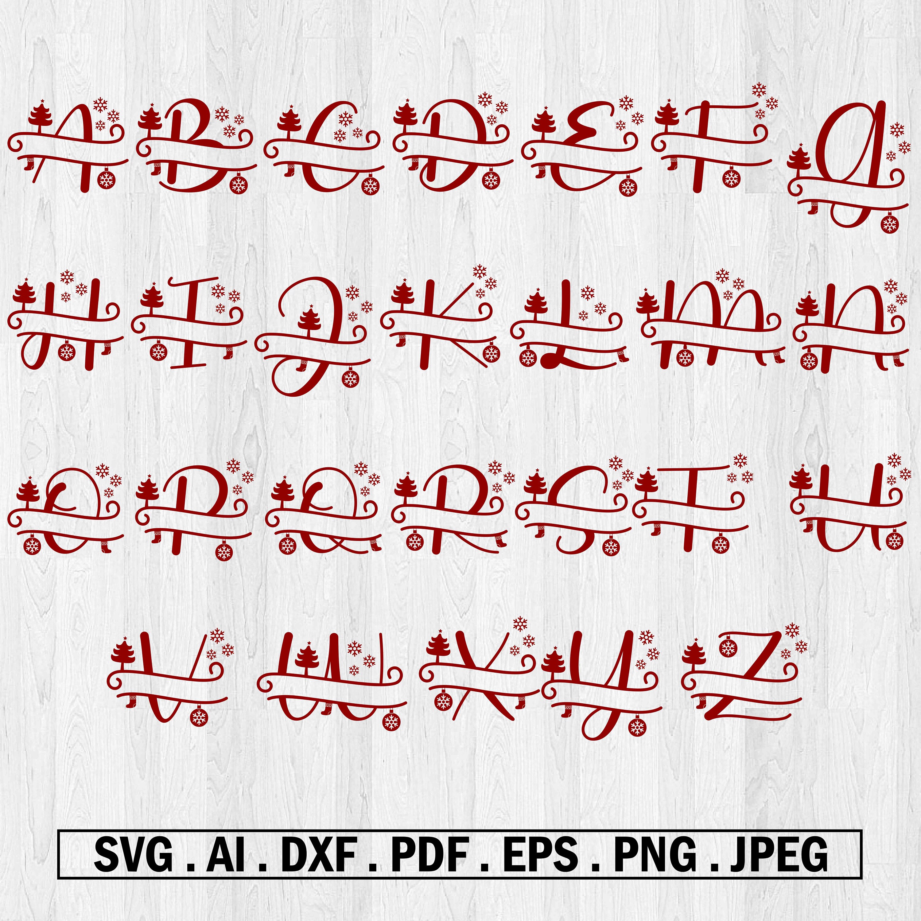 Christmas Split Alphabet Svg Font Christmas Monogram Letters - Etsy ...