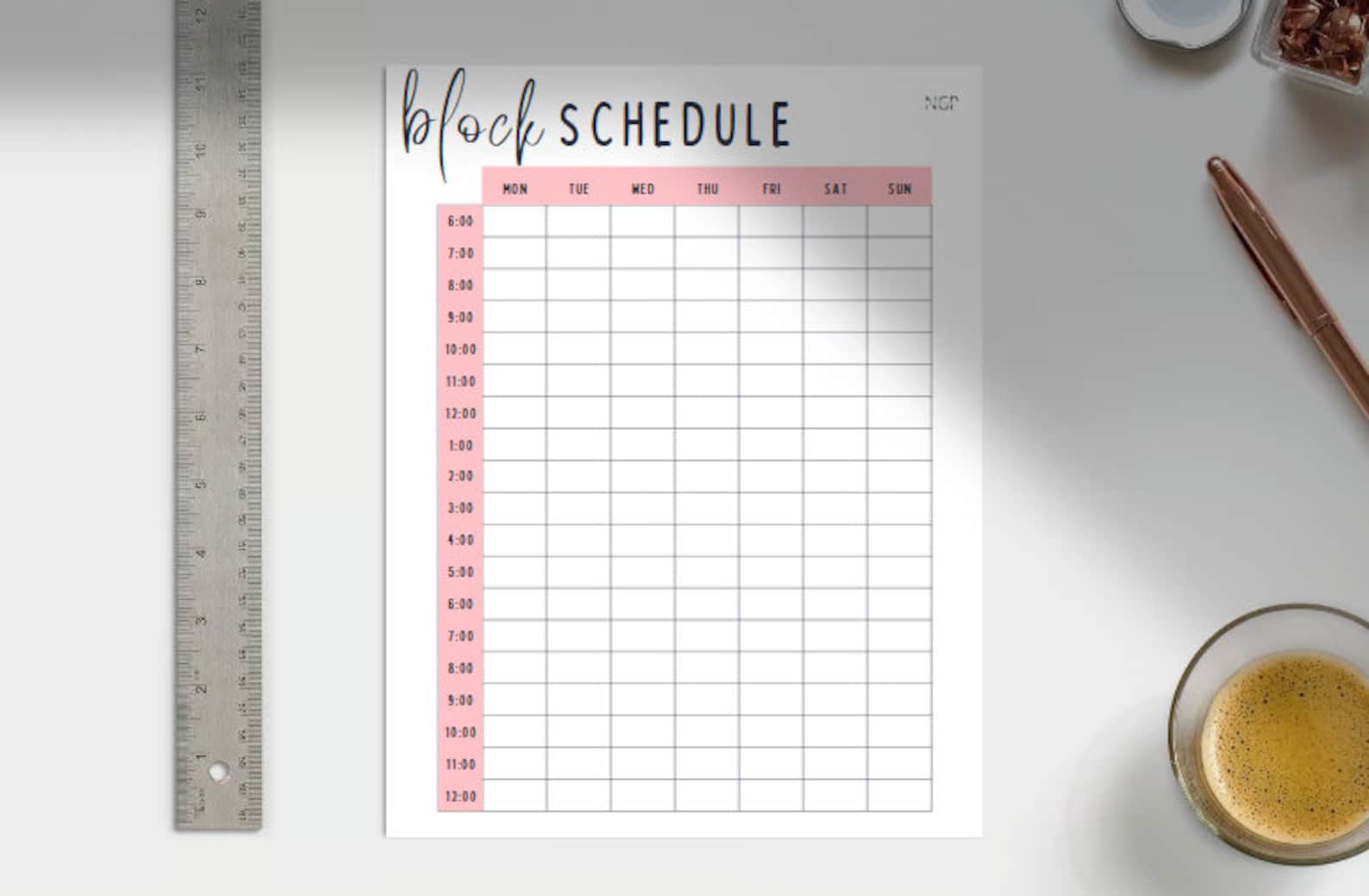 Printable Time Blocking Schedule- Weekly Time Block Planner- Time ...