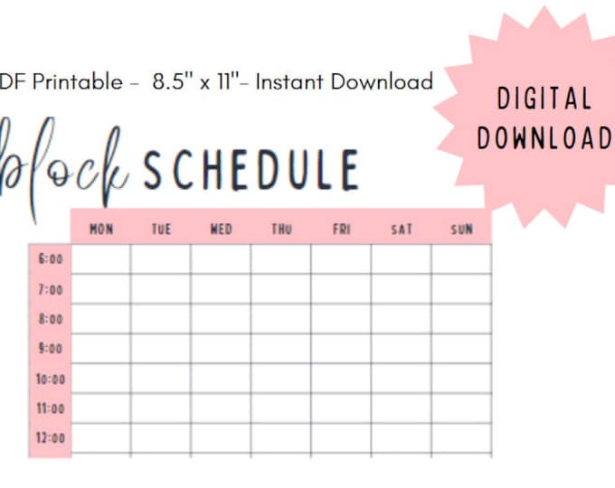 Printable Time Blocking Template - Etsy Canada