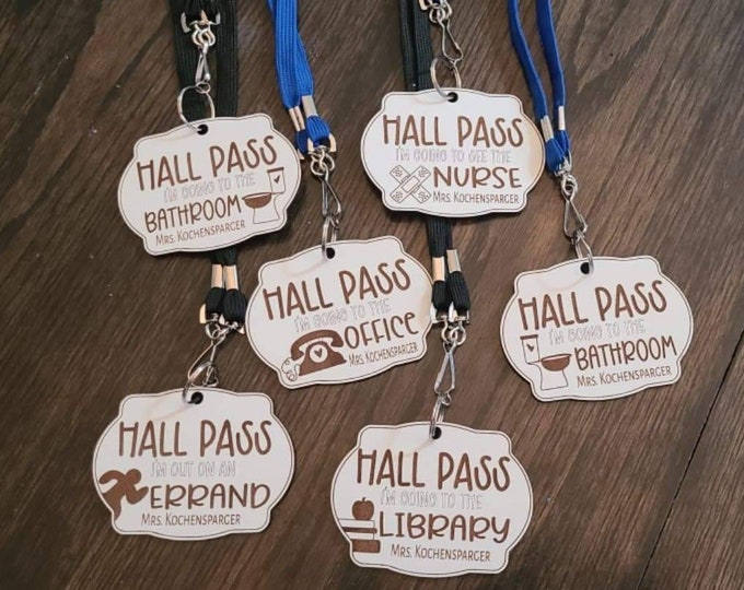 Teacher Hall Passes | Wooden Hall Pass | Back to School | Teacher ...