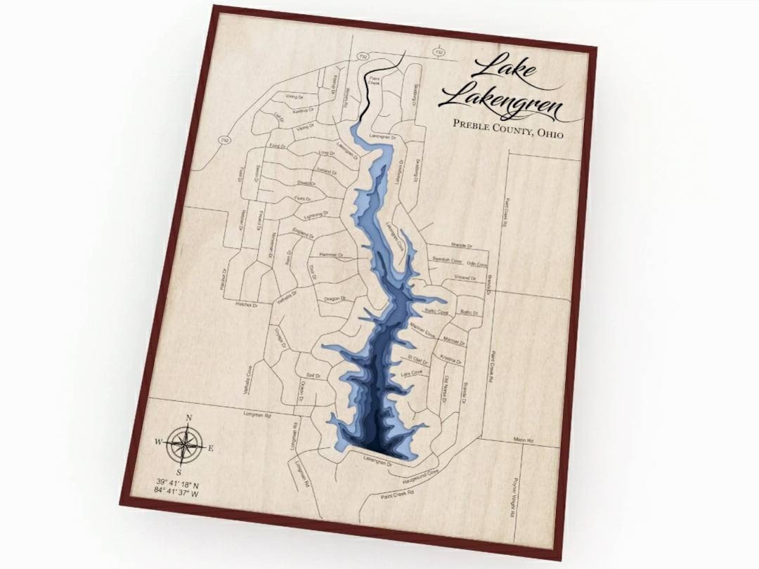 Lake Lakengren Layered Map / Bathymetric Map - Etsy