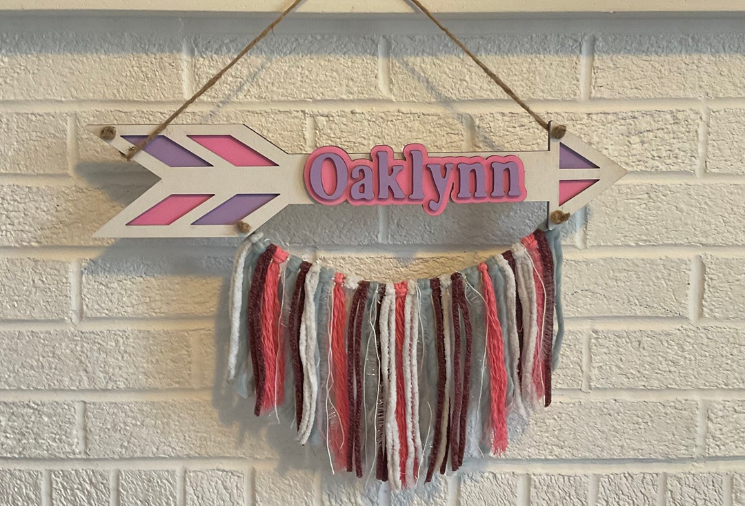 Personalized Boho Arrow With Tassels, Custom Name Sign, Nursery Decor ...