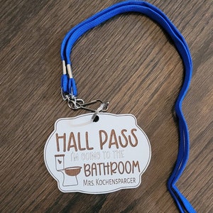 Engraved Hall Pass Set: Bathroom, Library, Nurse, Office, Errand ...