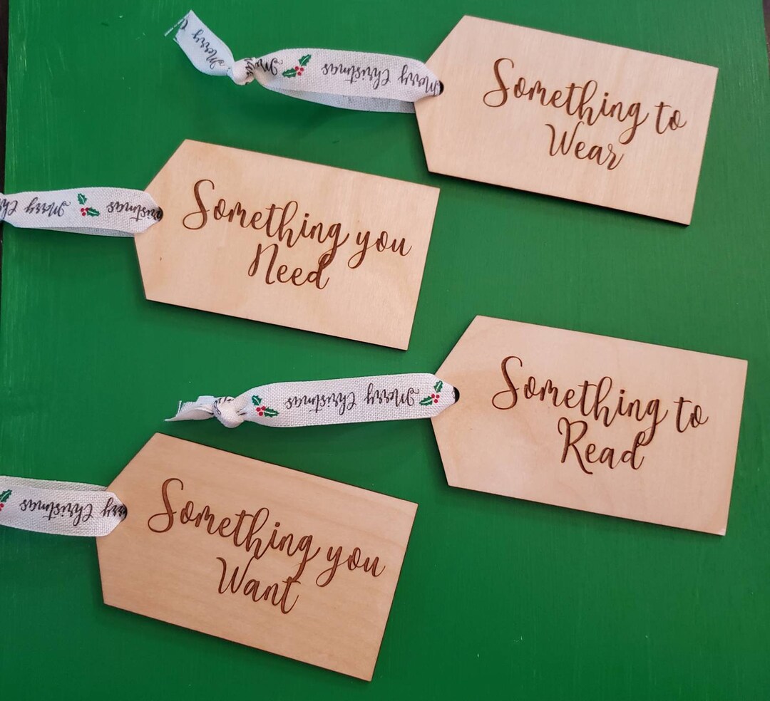 Reusable Gift Tags // Engraved Gift Tags // Want Wear Need Read Tags - Etsy