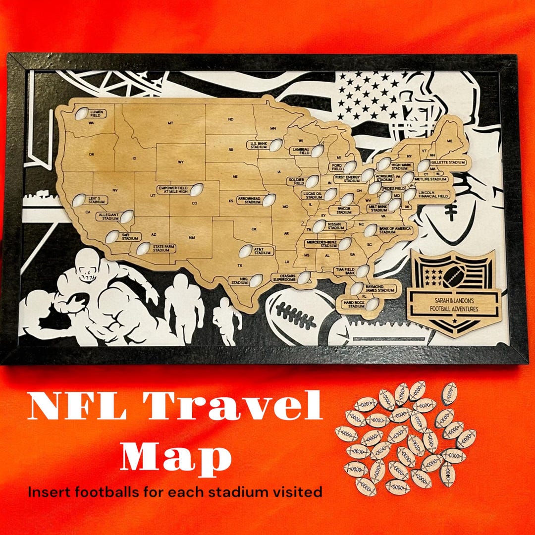 NFL Stadium Travel Map - Track Your Game Day Visits - Football Fan Gift ...