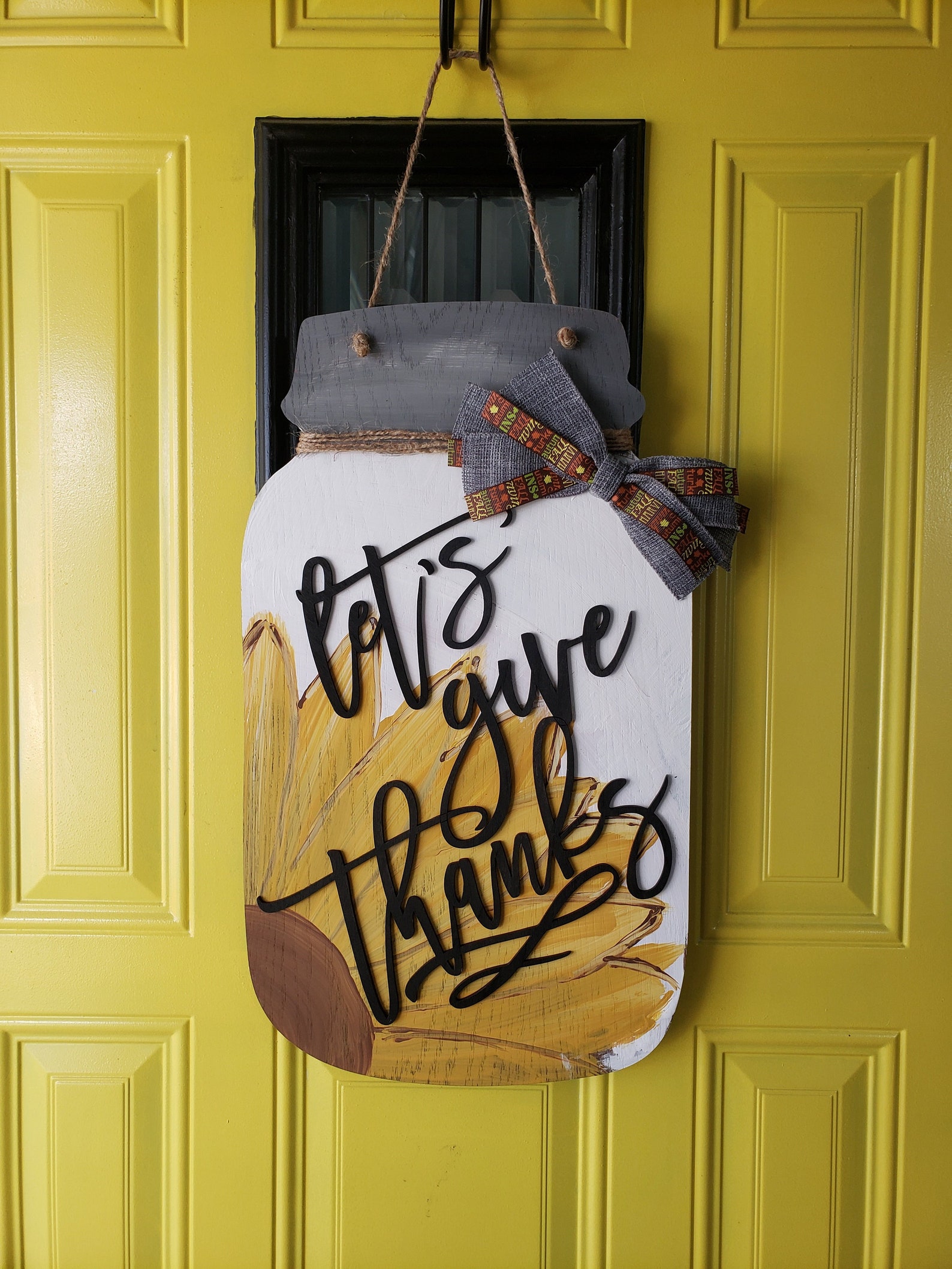 Give Thanks Door Hanger//mason Jar Door Hanger//thanksgiving Door ...