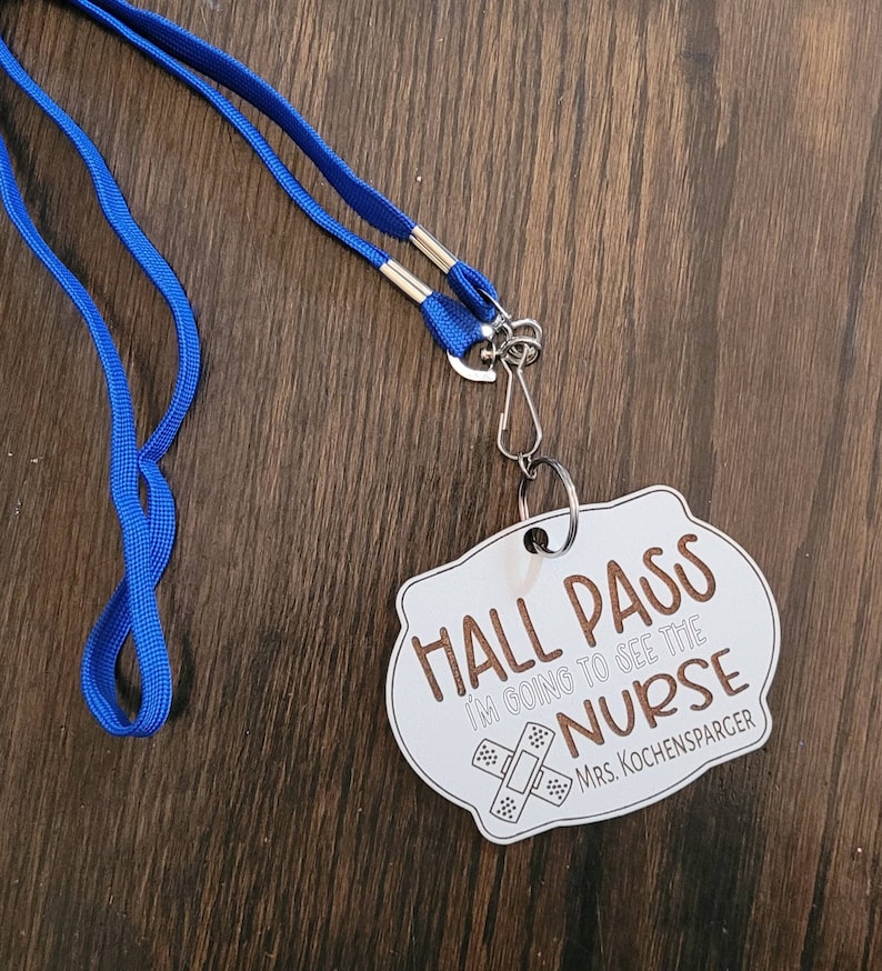 Engraved Hall Pass Set: Bathroom, Library, Nurse, Office, Errand ...