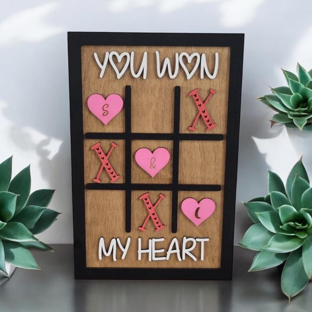 Tic Tac Toe Sign With Initials - Personalized Valentine's Gift - Unique ...