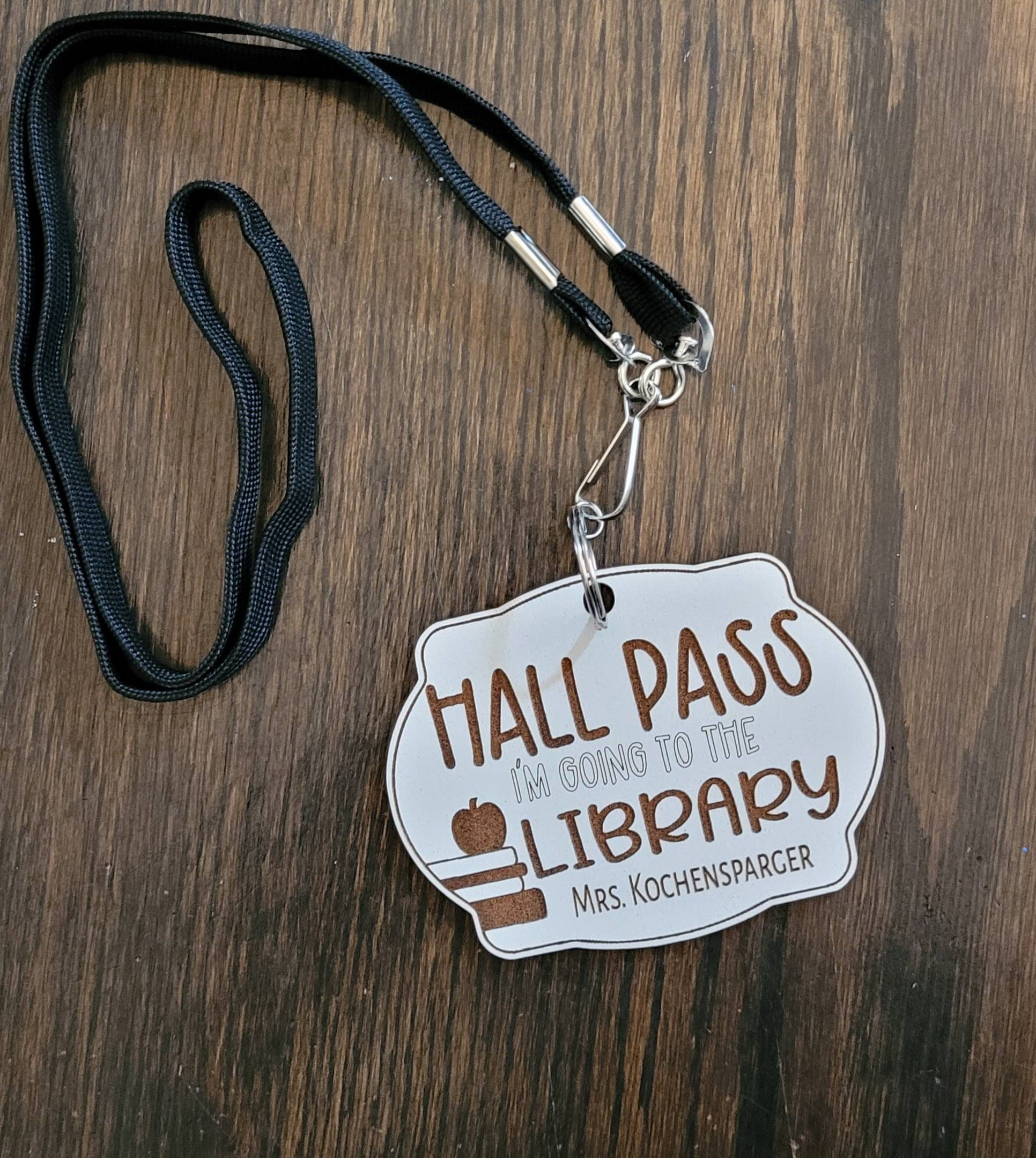 Engraved Hall Pass Set: Bathroom, Library, Nurse, Office, Errand ...