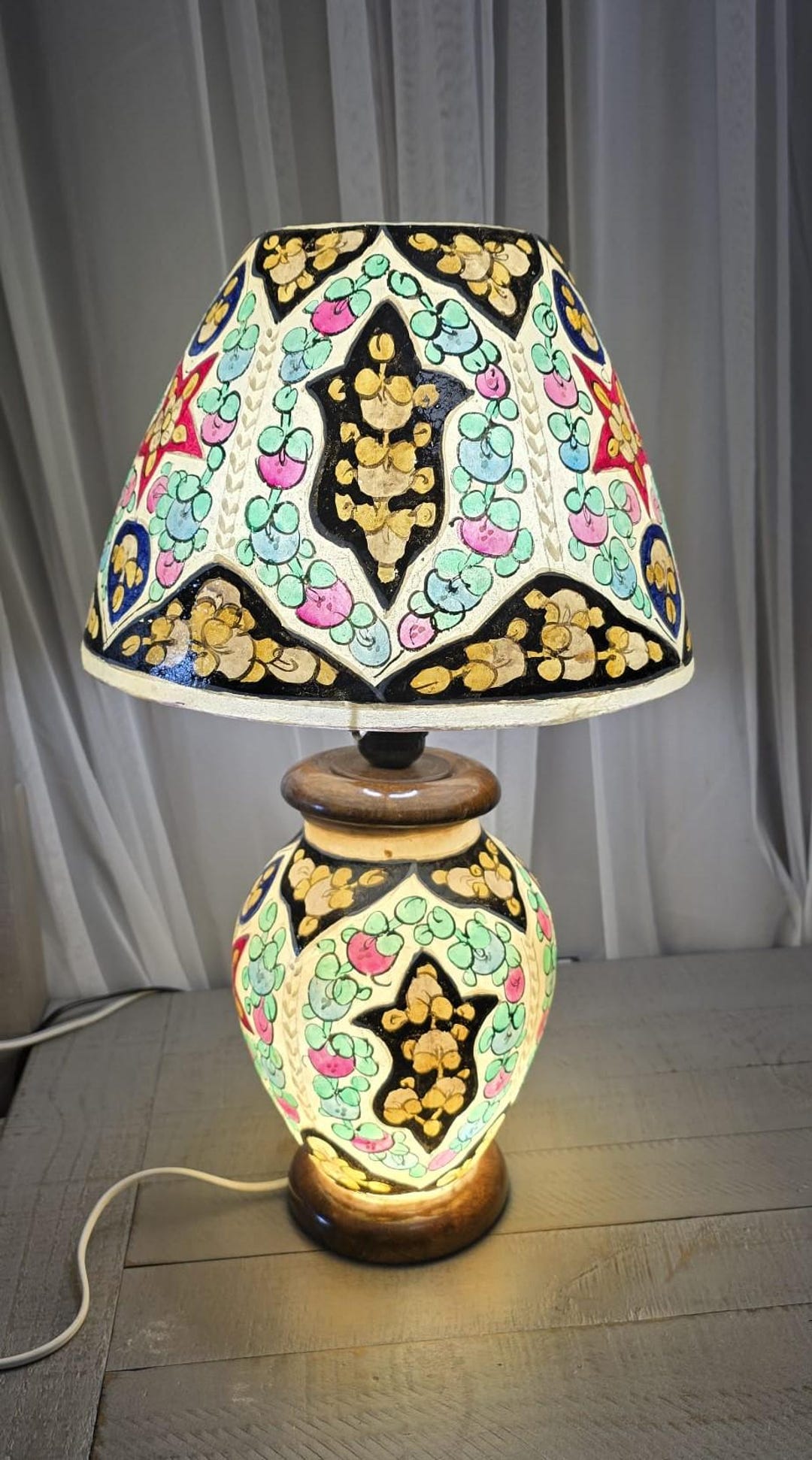 Handcrafted Camel Skin Shade Lamp – Multicolor - Stunning Pakistani ...