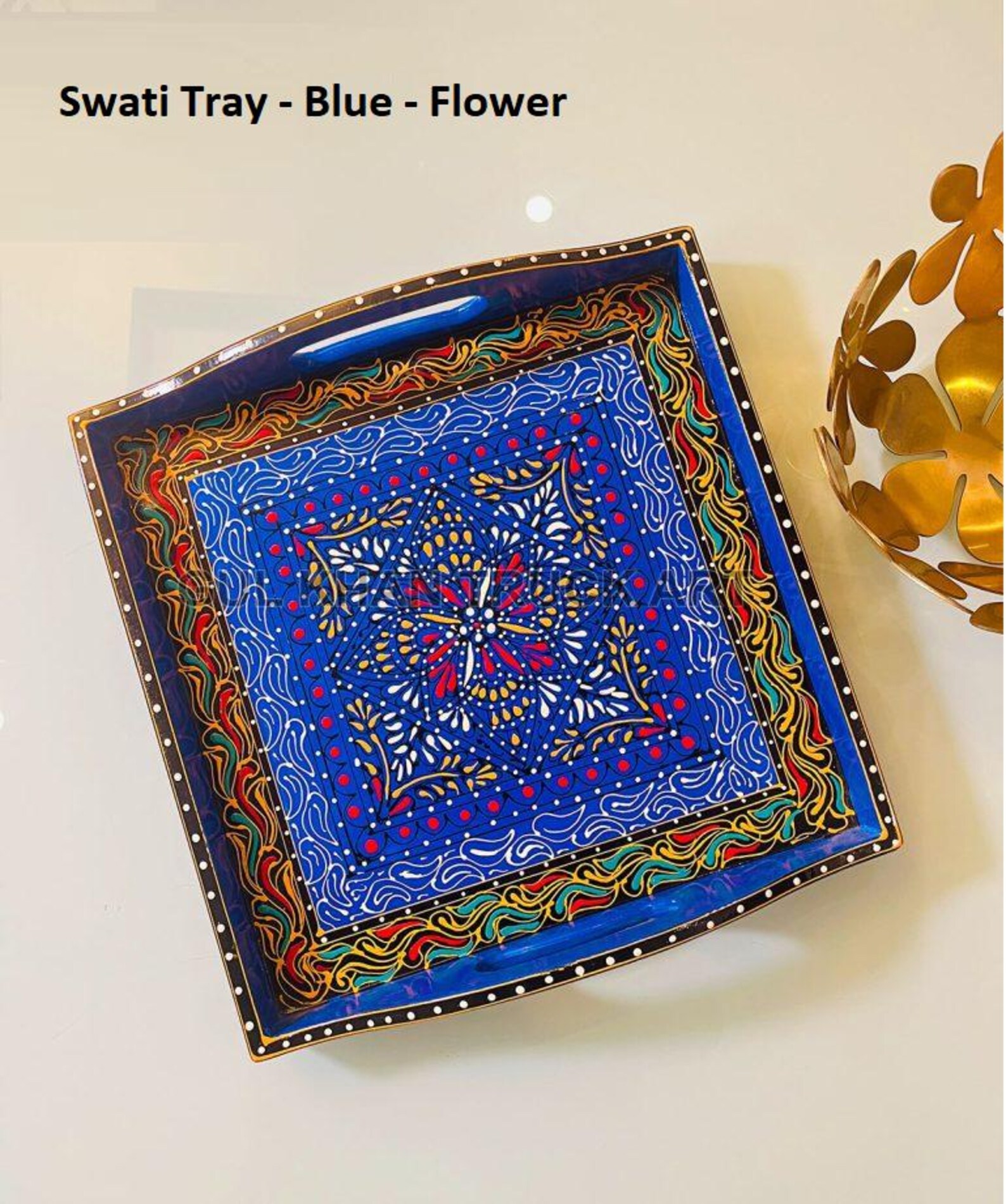 Handcrafted Swati Tray - Square Shaped - Large – Pakistani Truck Art ...