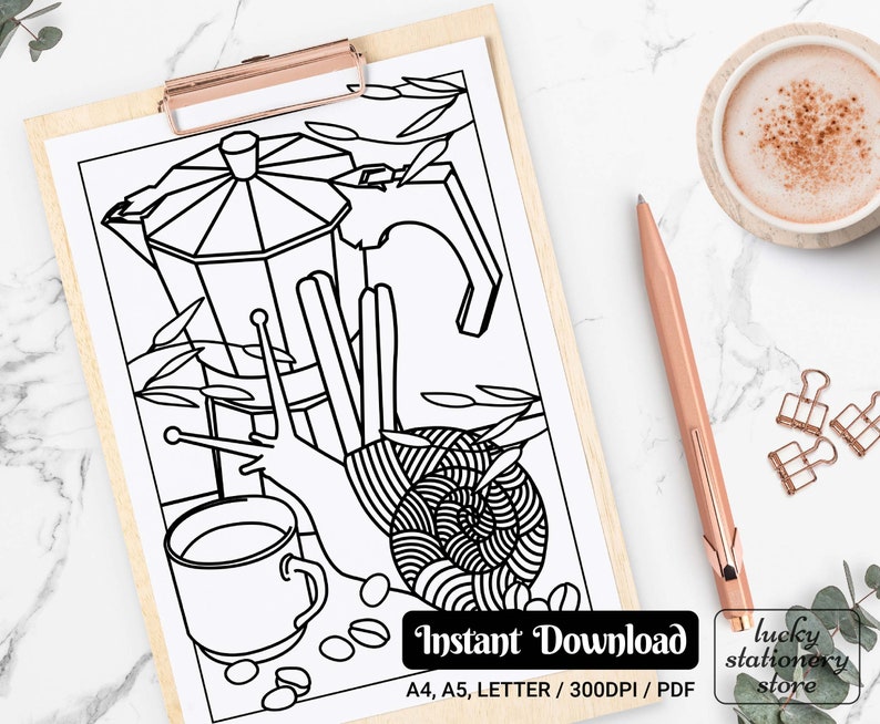 Coffee Coloring, Coloring Sheets, Coloring Pages for Adults, Coloring ...