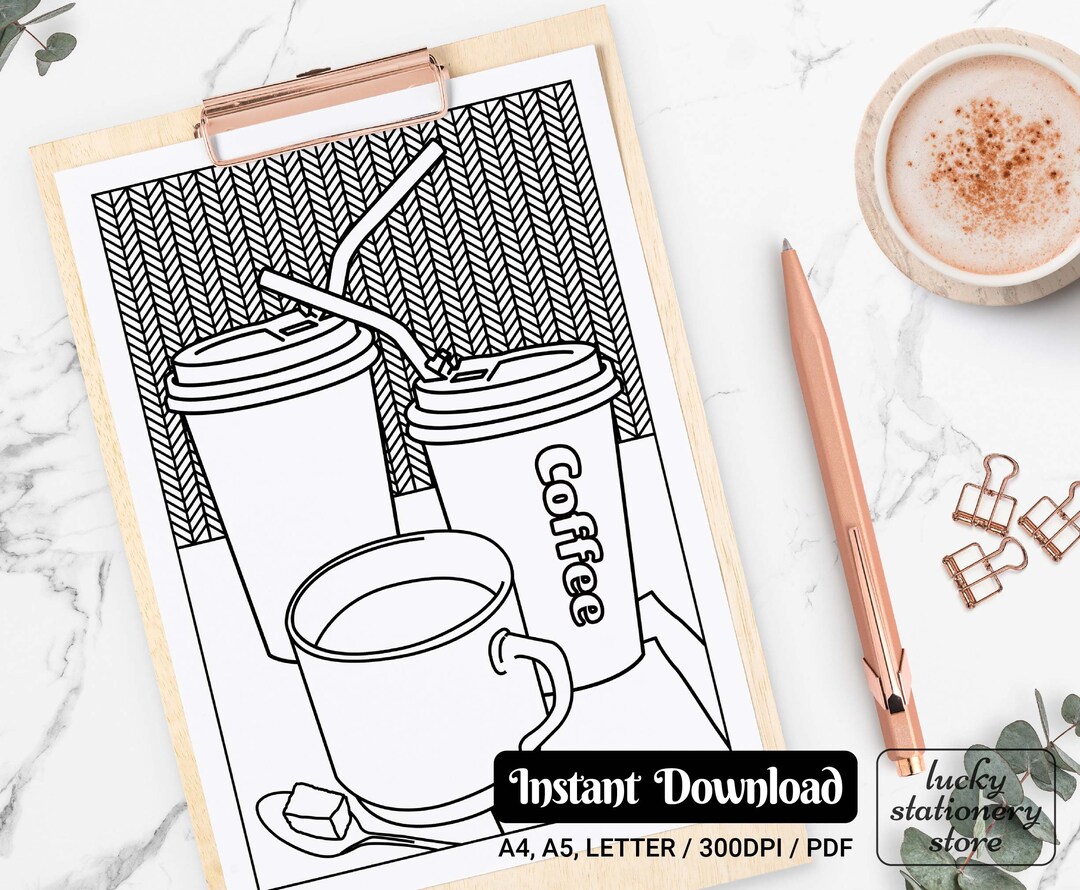 Coffee Coloring, Coloring Sheets, Coloring Pages for Adults, Coloring ...
