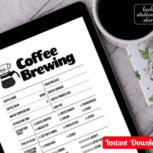 Coffee Brewing Note, Coffee Log Printable, Tablet Tasting Note, Coffee ...