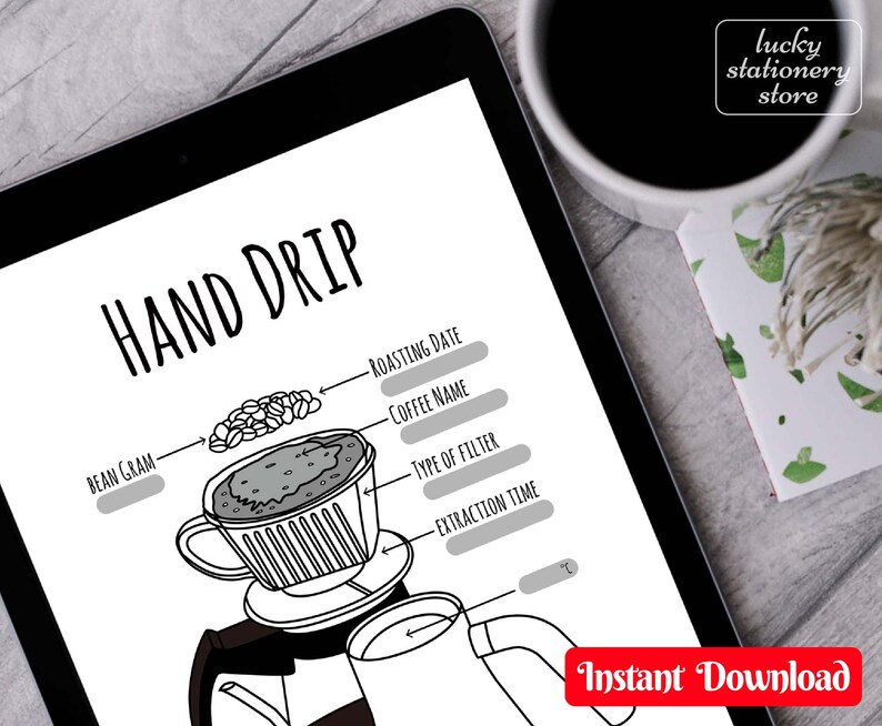 Hand Drip, Coffee Log Printable, Tablet Tasting Note, Coffee Review ...