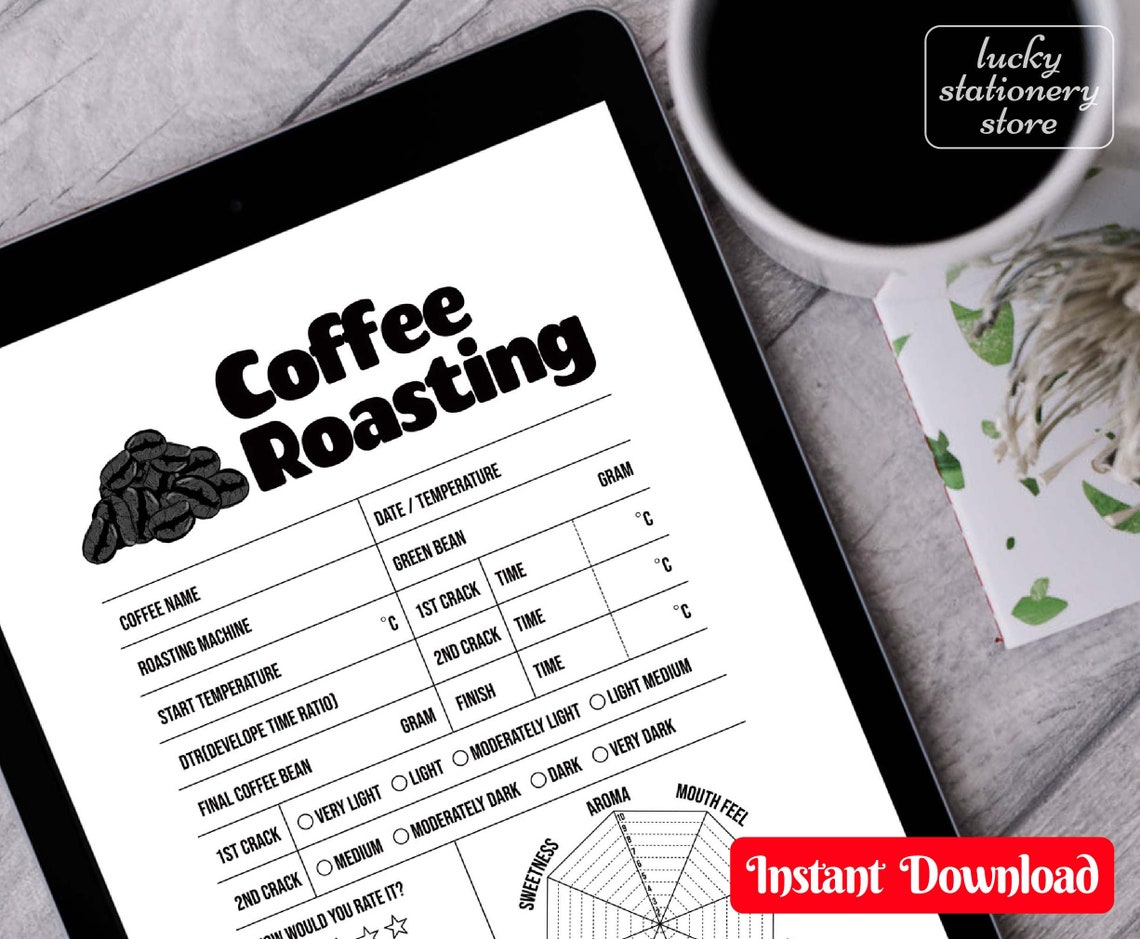 Coffee Roasting Profile, Coffee Review, Coffee Log Printable, Tablet ...