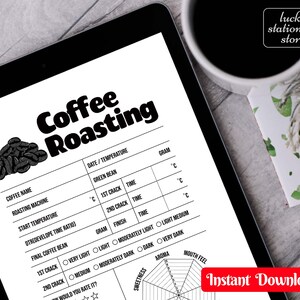 Coffee Roasting Profile, Coffee Review, Coffee Log Printable, Tablet ...