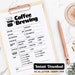 Coffee Brewing Note, Coffee Log Printable, Tablet Tasting Note, Coffee ...