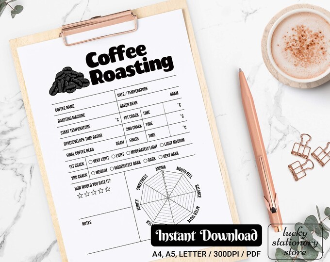 Coffee Roasting Profile, Coffee Review, Coffee Log Printable, Tablet ...
