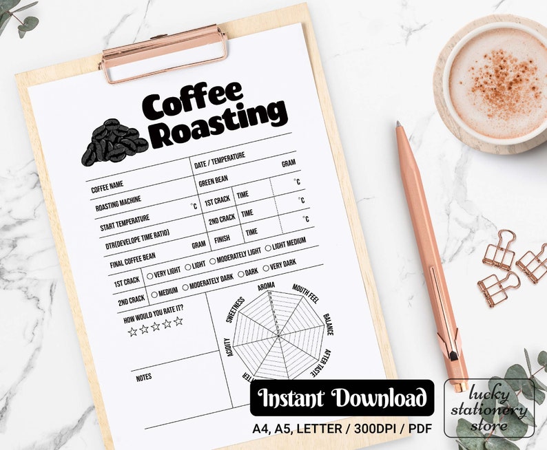 Coffee Roasting Profile, Coffee Review, Coffee Log Printable, Tablet ...