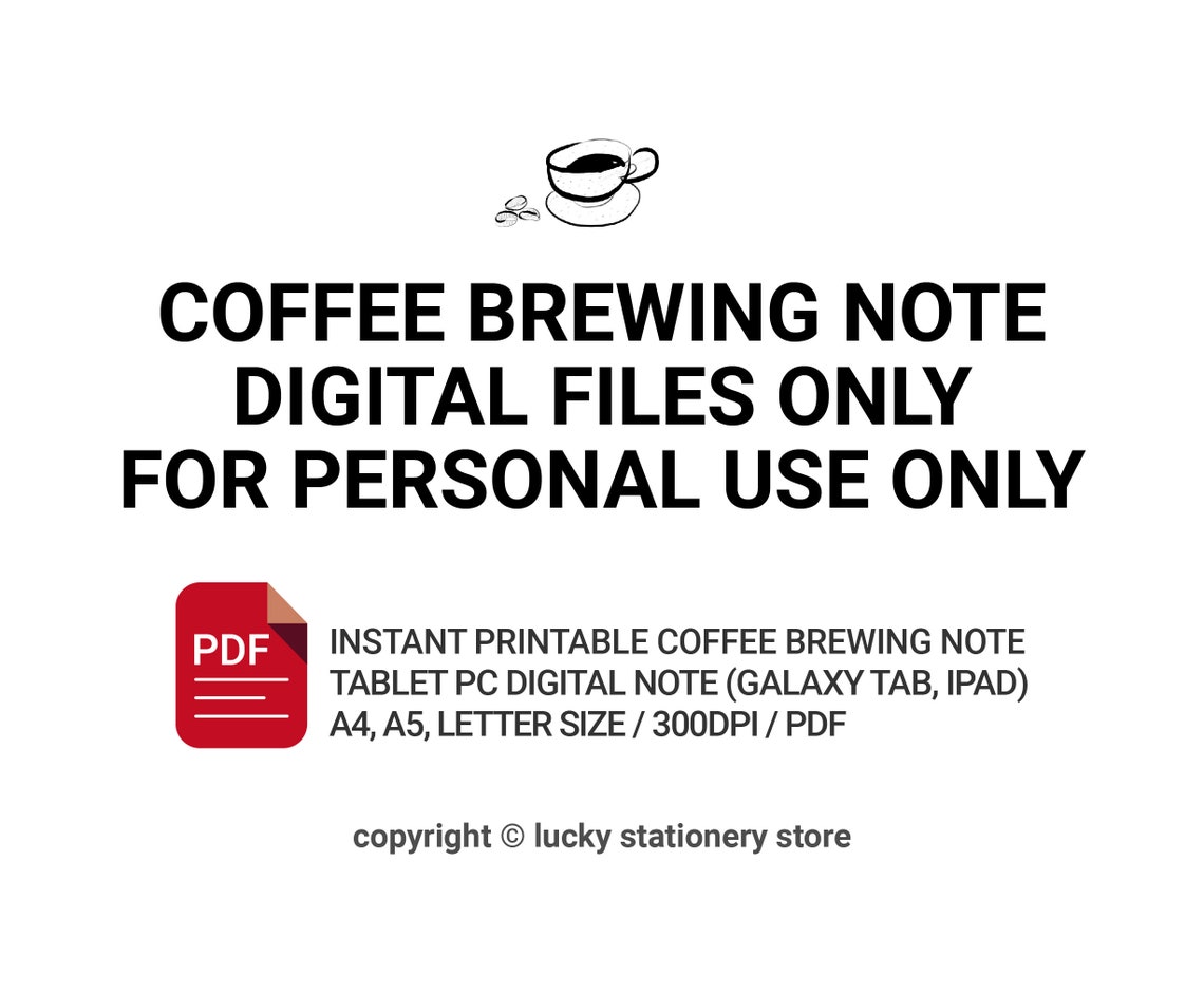 Coffee Brewing Note, Coffee Log Printable, Tablet Tasting Note, Coffee ...
