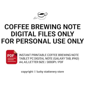 Coffee Brewing Note, Coffee Log Printable, Tablet Tasting Note, Coffee ...