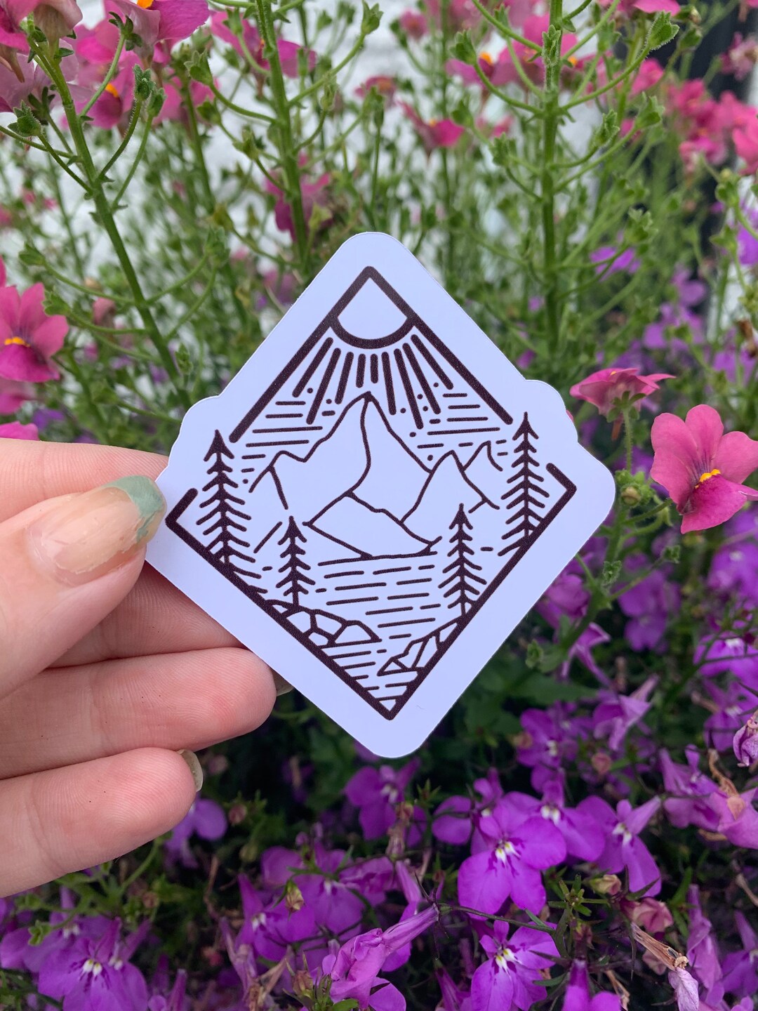 Mountain Line Drawing Sticker - Etsy