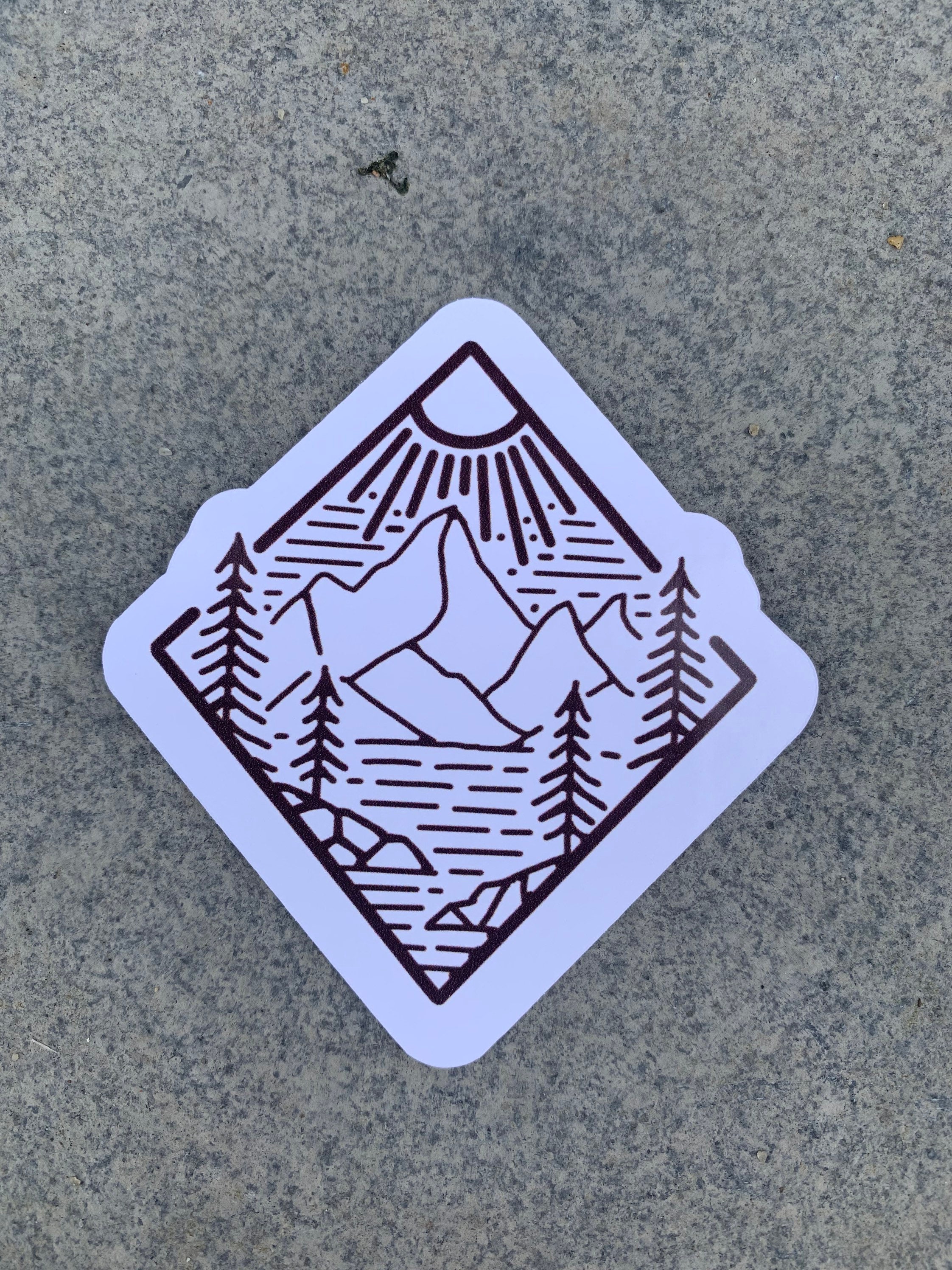 Mountain Line Drawing Sticker - Etsy