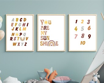 Digital Download Boho Alphabet Number Posters, Nursery Decor ...
