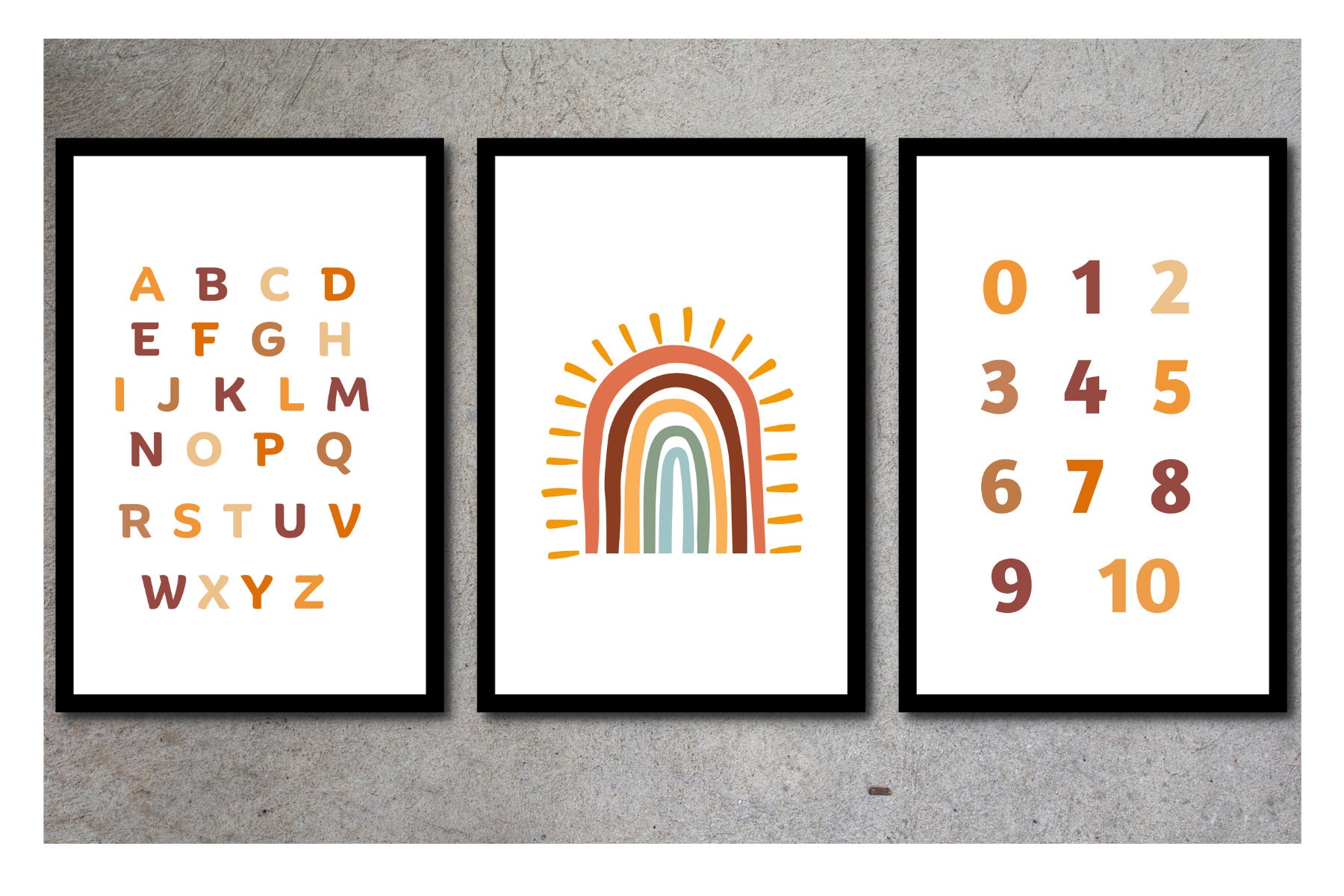 Digital Download Boho Alphabet Number Posters, Nursery Decor ...