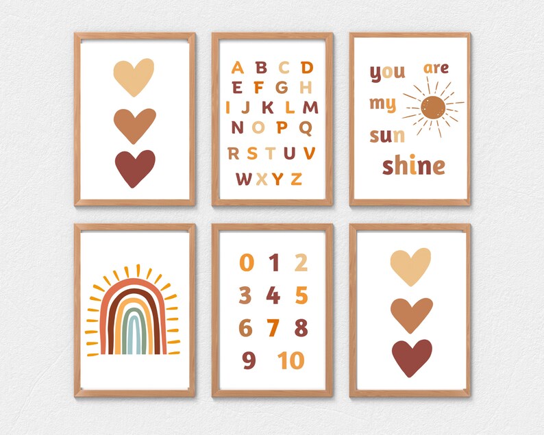 Digital Download Boho Alphabet Number Posters, Nursery Decor ...