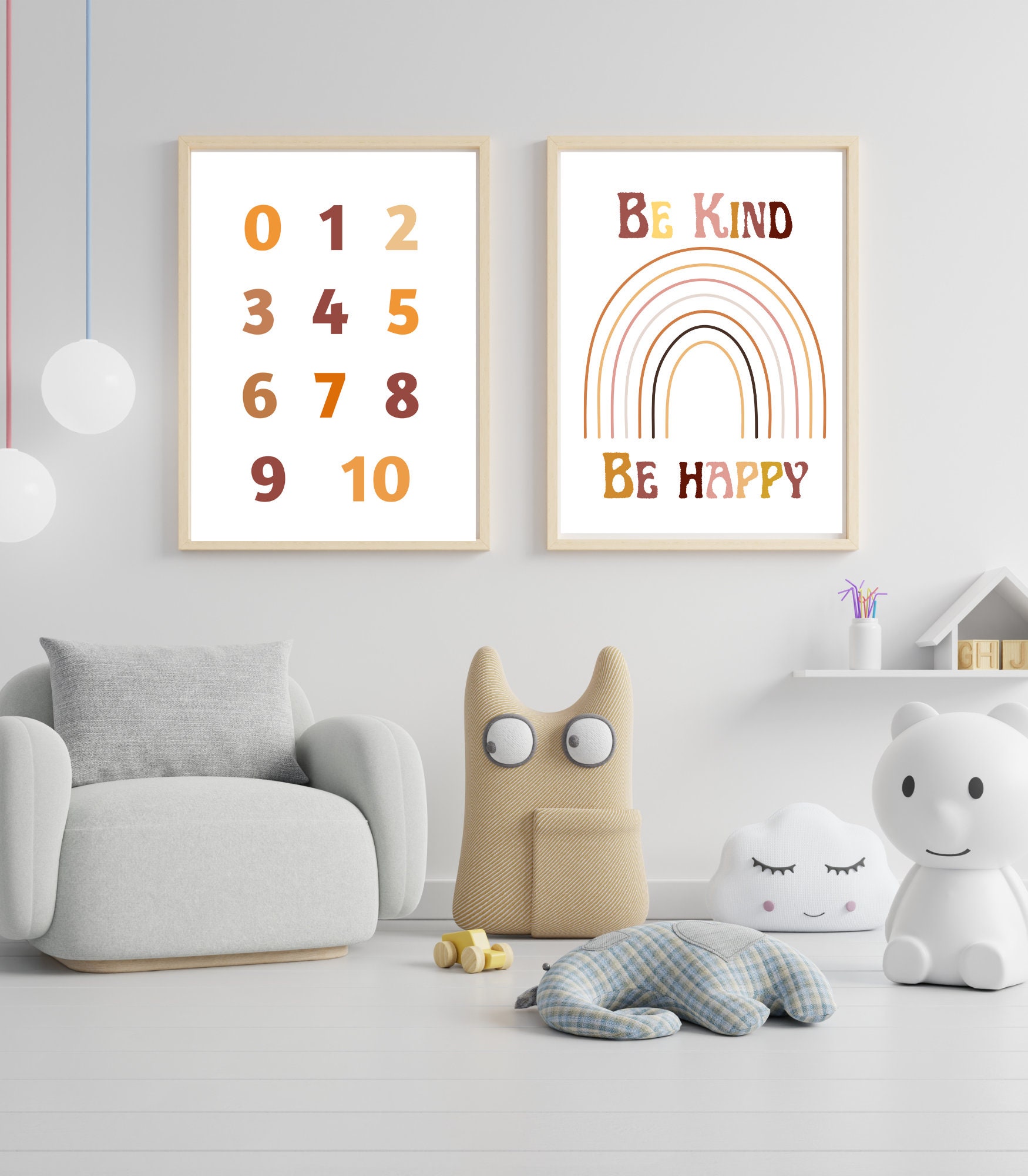 4 Digital Download Boho Alphabet Number Posters, Nursery Decor ...