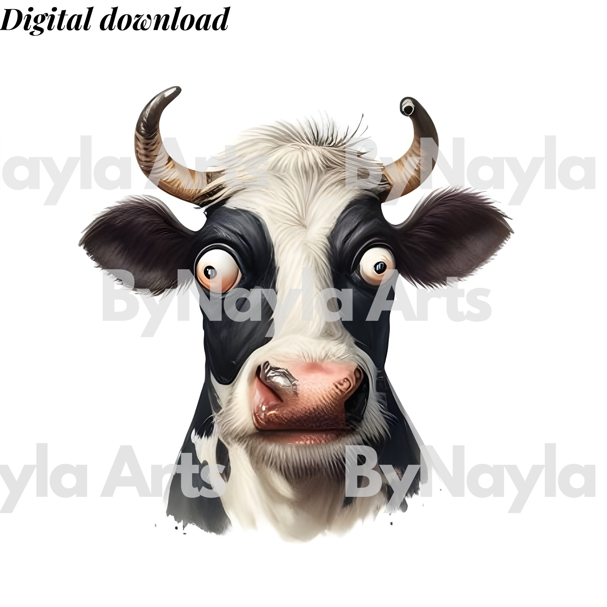 Crazy Cow Funny, Clipart Bundle, Set of 50 Fun Illustrations, for ...