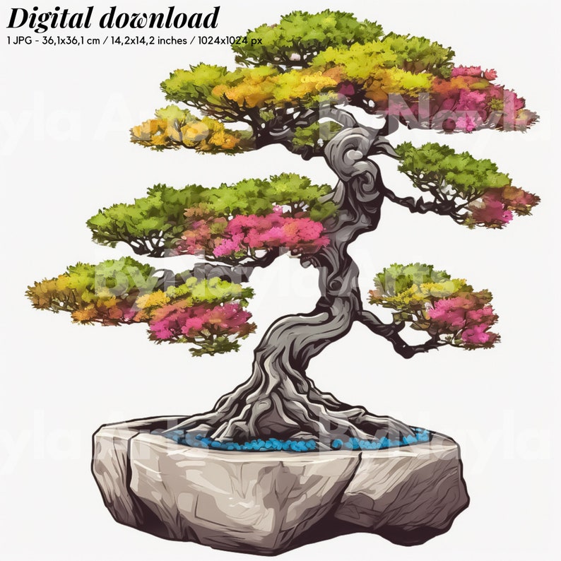 10 Jpg, Bonsai Tree, Art Illustration, Colorful Design, Japanese Art ...