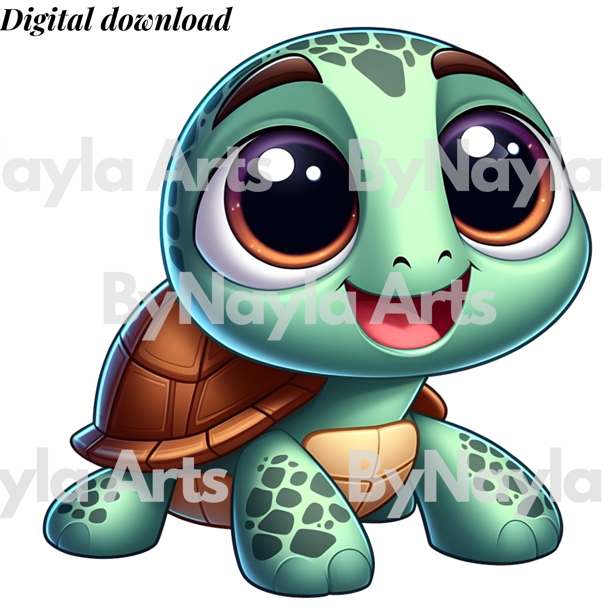 50 Svg / Png, No Background, Adorable Cute Turtles, Whimsical Turtles ...