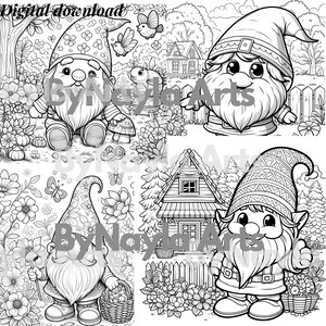Digital Printable Coloring Book - 30 Adorable Gnomes - Coloring Book ...