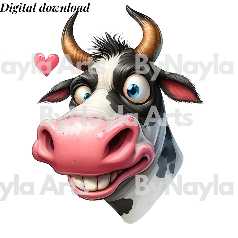 Crazy Cow Funny, Clipart Bundle, Set of 50 Fun Illustrations, for ...