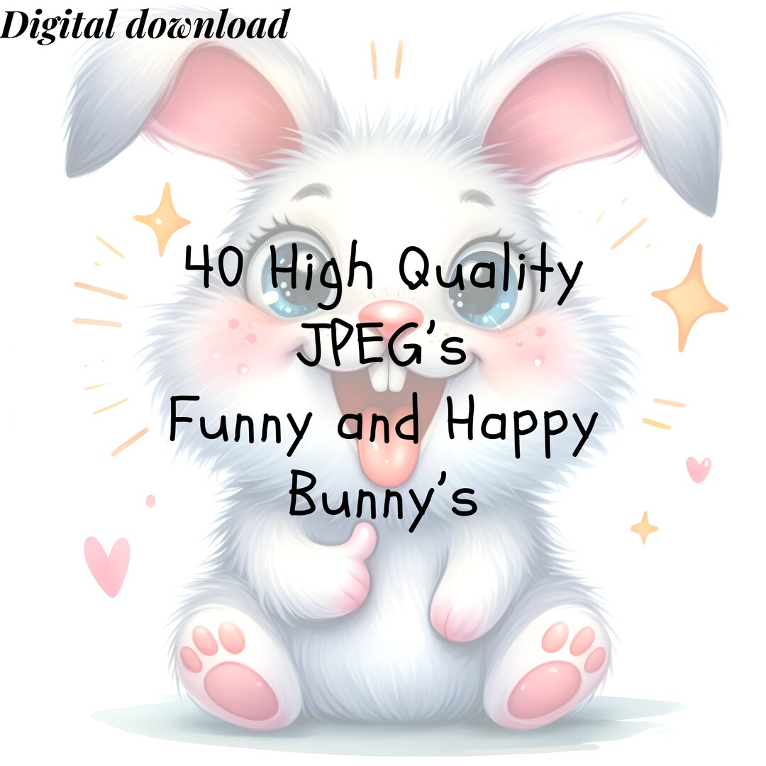 Funny Bunny Clipart Bundle | Set of 40 High Quality Illustrations ...