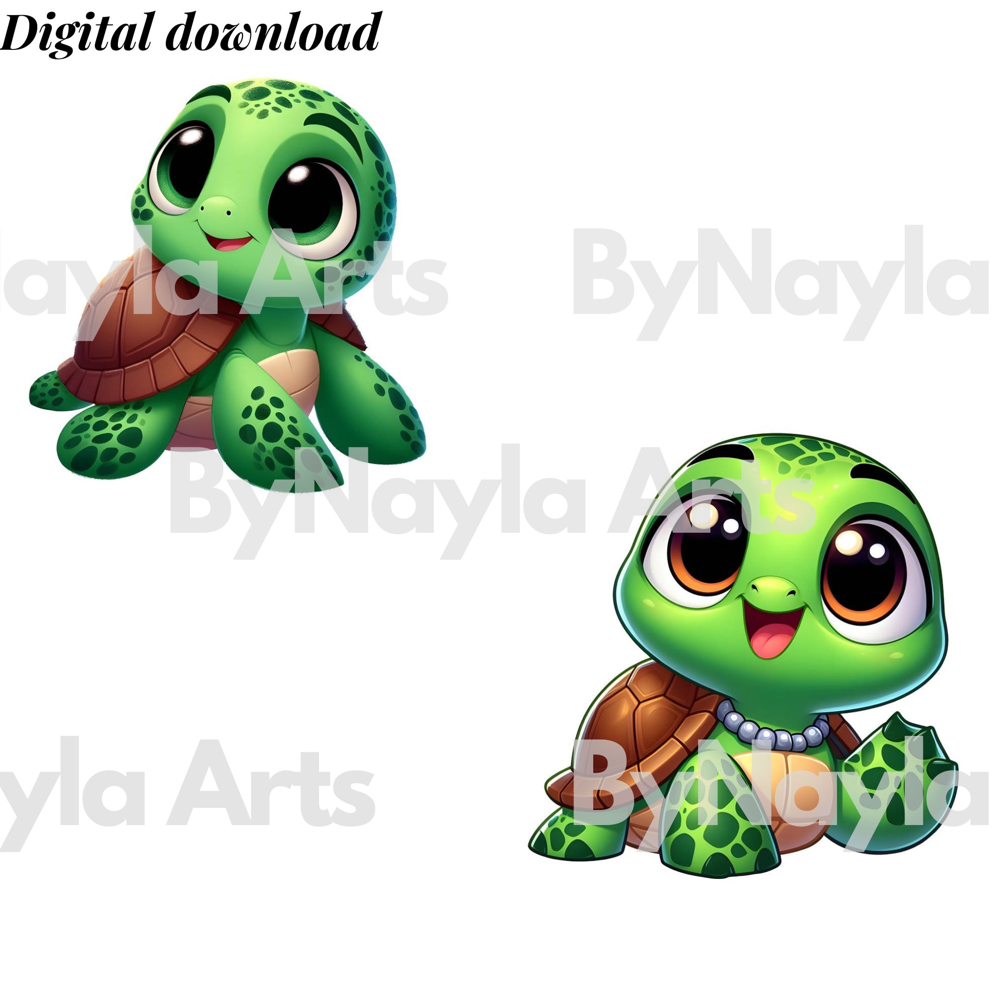 50 Svg / Png, No Background, Adorable Cute Turtles, Whimsical Turtles ...