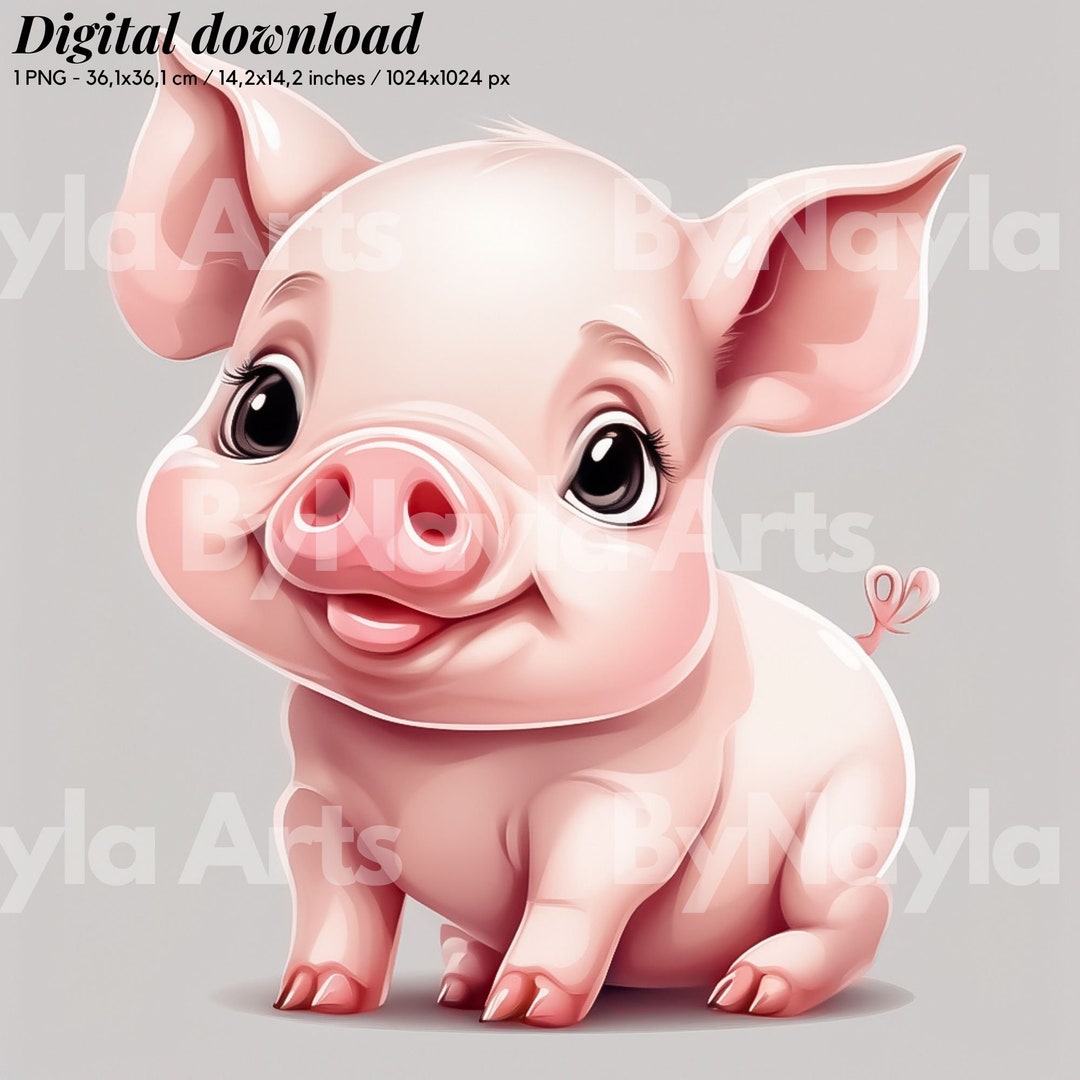 6 Jpgs, Cute Pig, Clipart, Farm Animal Illustration, Adorable Animals ...