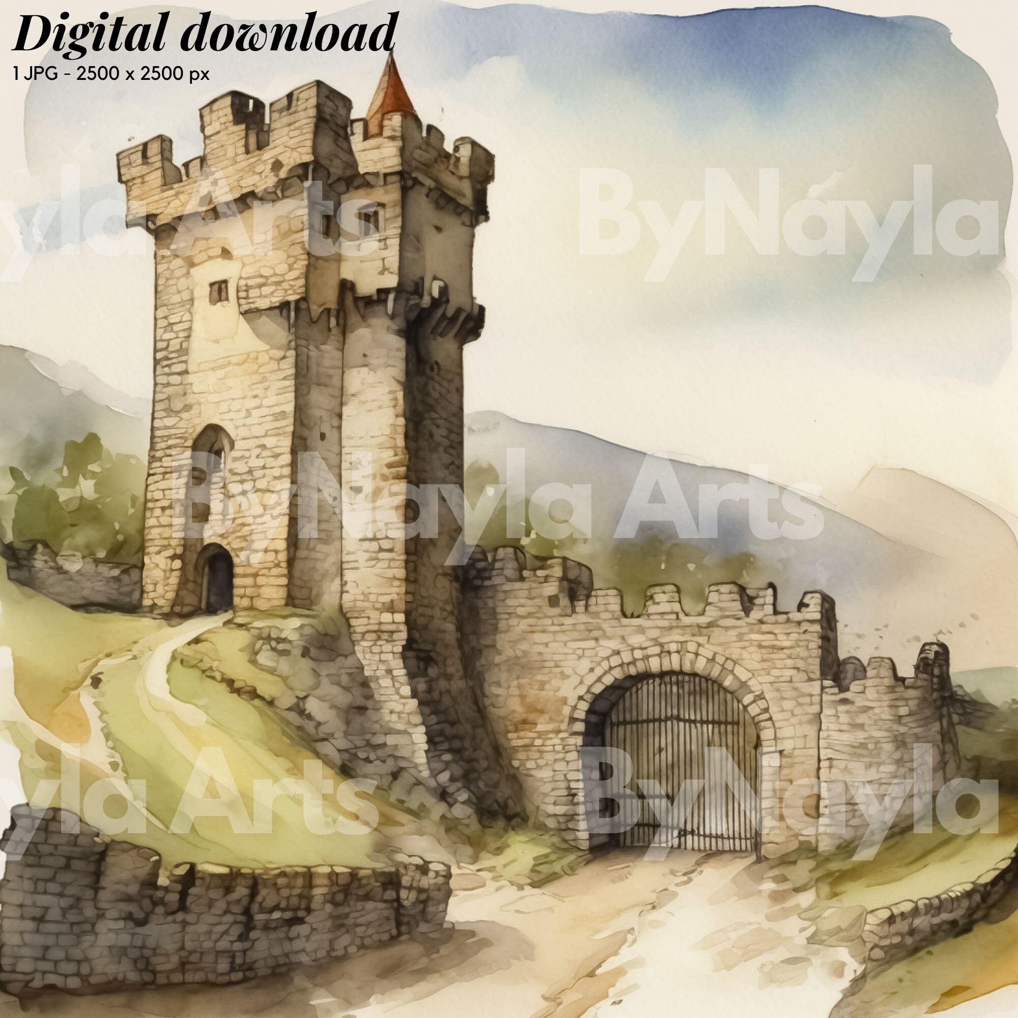 10 Medieval Buildings - Water Painted - Wall Art - Etsy