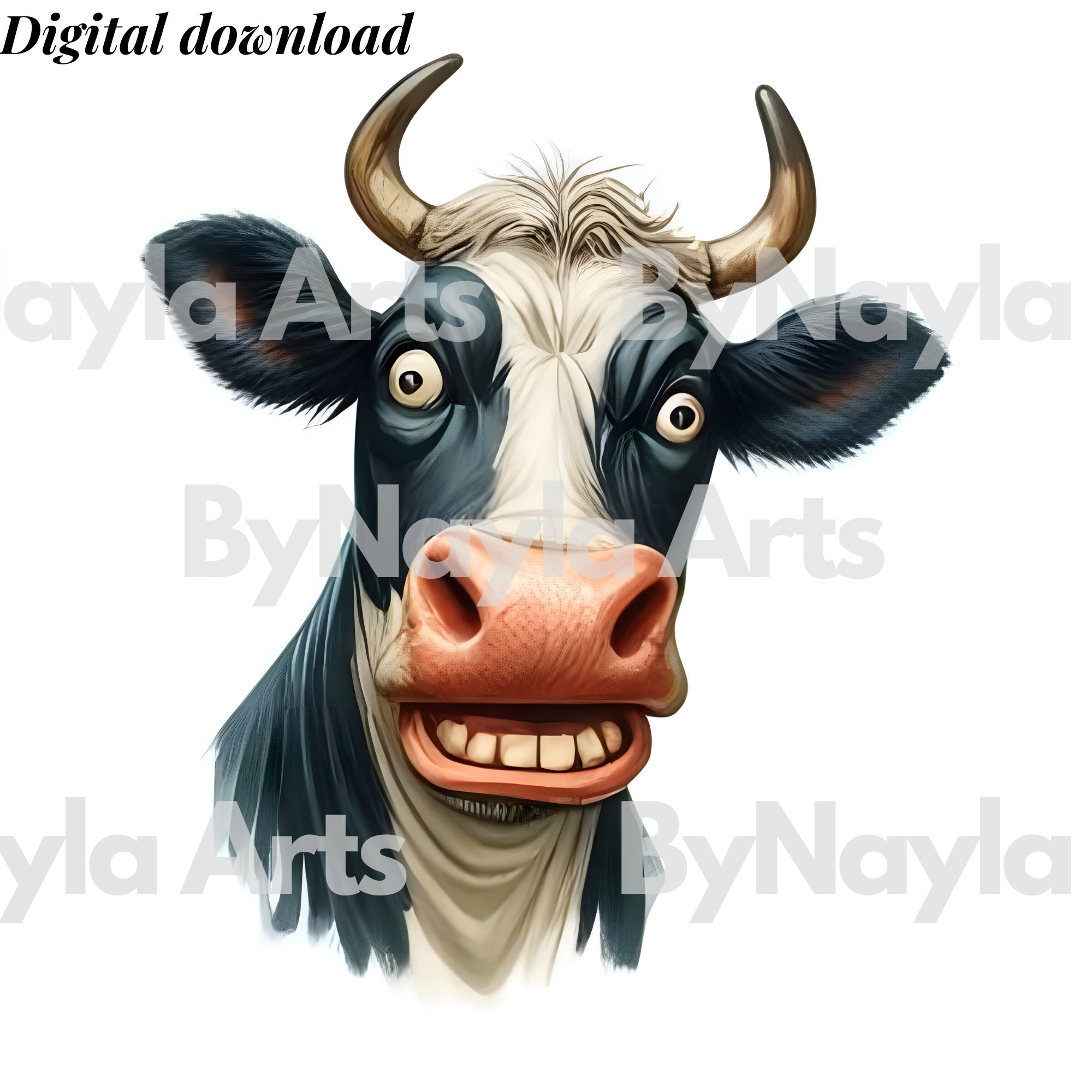 Crazy Cow Funny, Clipart Bundle, Set of 50 Fun Illustrations, for ...