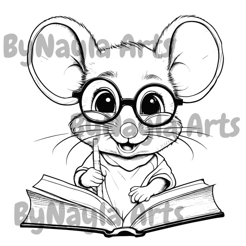 Digital Printable Coloring Book - 100 Adorable Animals With Glasses ...