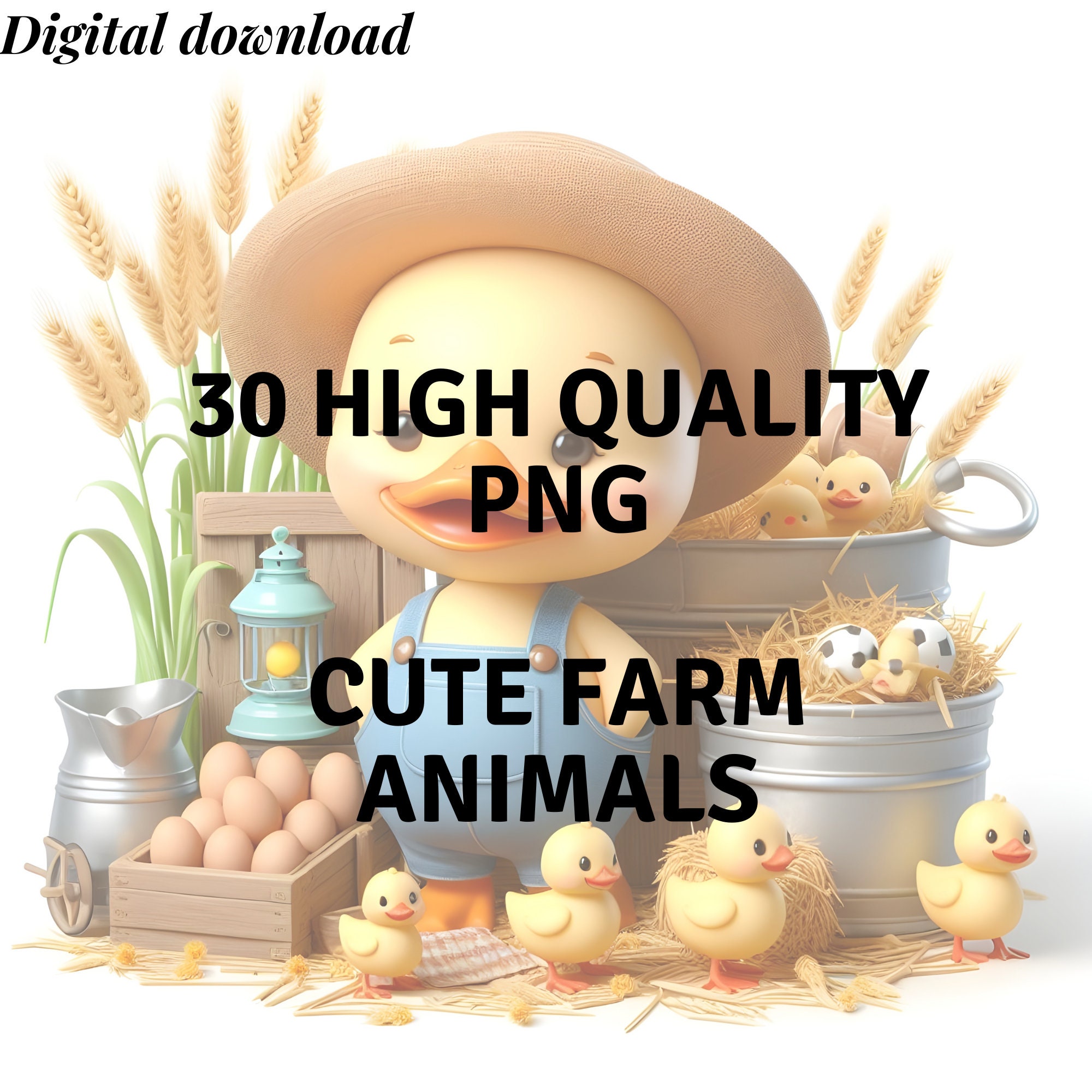 30 High Quality 3D Png, Clipart Gift, 300DPI, Adorable Cute Farm ...