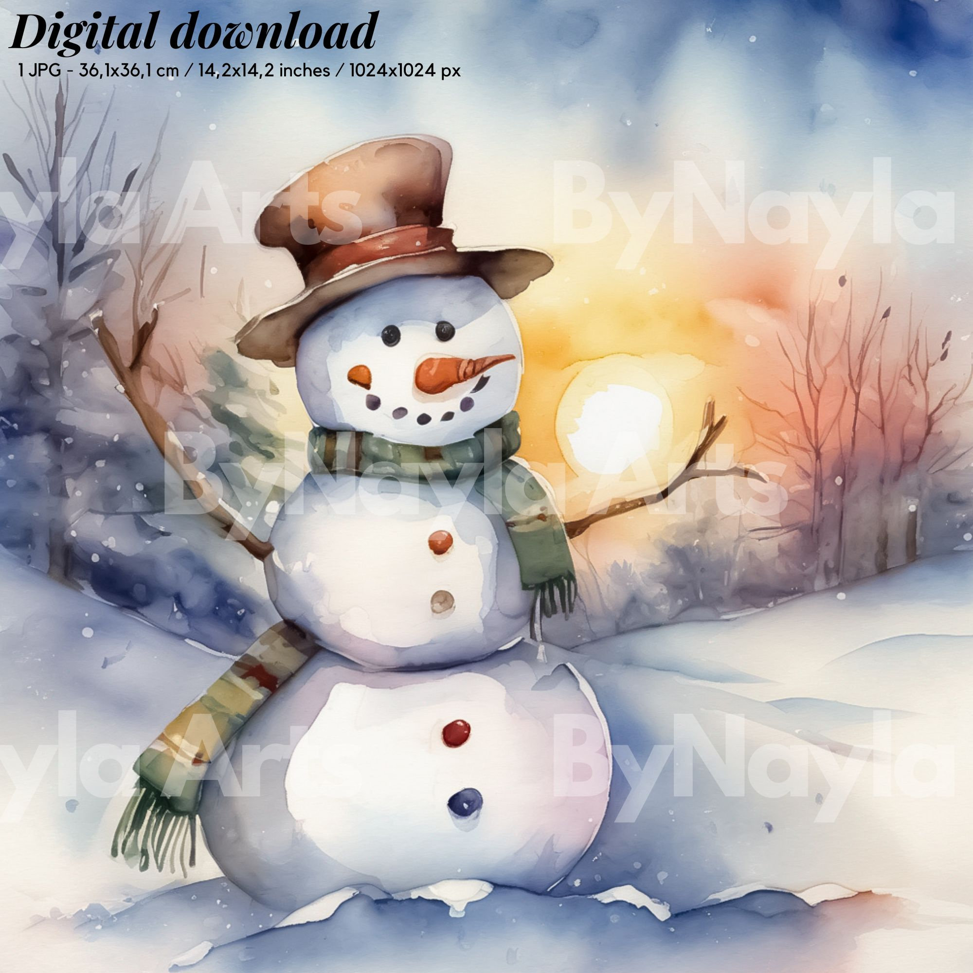 10 Cute Snowman Clipart, Watercolor Snowman, Christmas Clipart, Winter ...