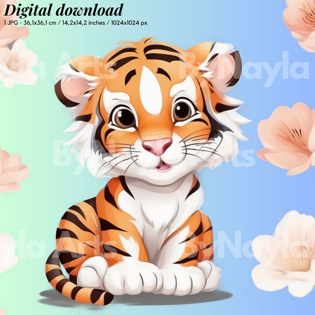 10 Jpgs, Adorable Tiger Clipart, Digital Poster Print, Cute Animal ...