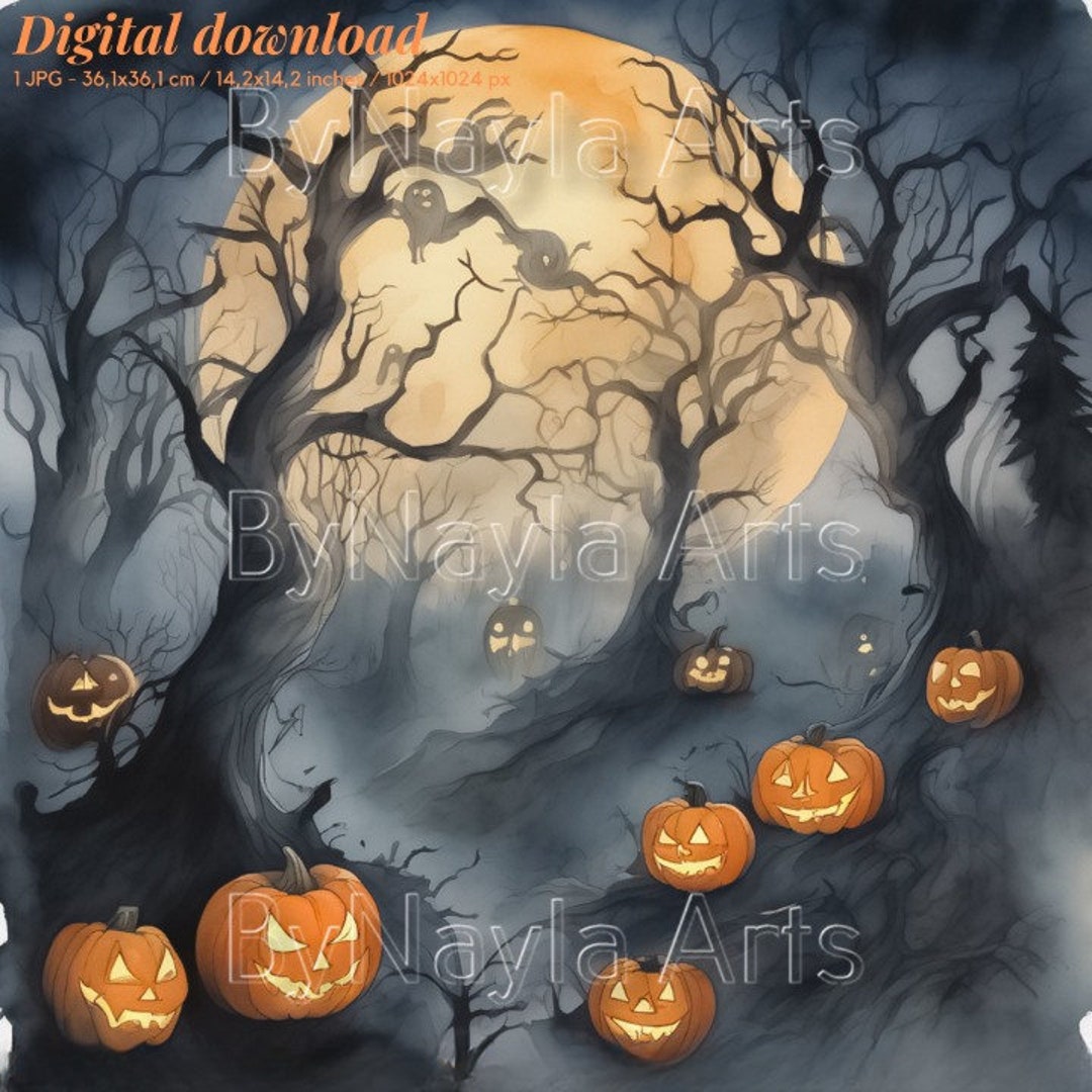 6 Digital Downloads Spooky Wall Art Waterpainted Halloween - Etsy