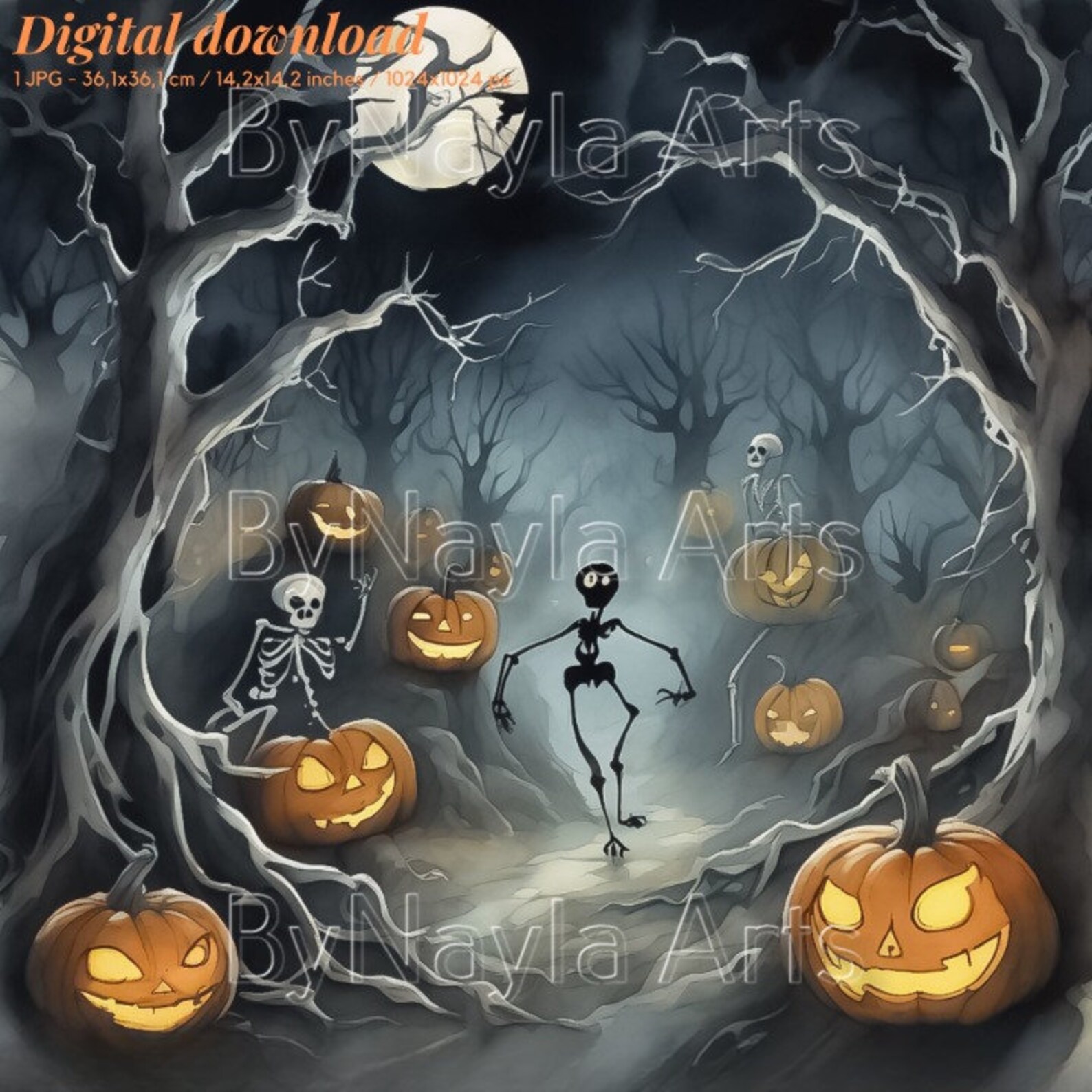 6 Digital Downloads Spooky Wall Art Waterpainted Halloween - Etsy