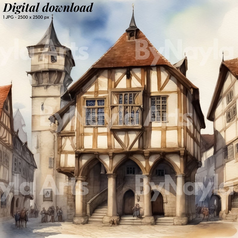 10 Medieval Buildings - Water Painted - Wall Art - Etsy