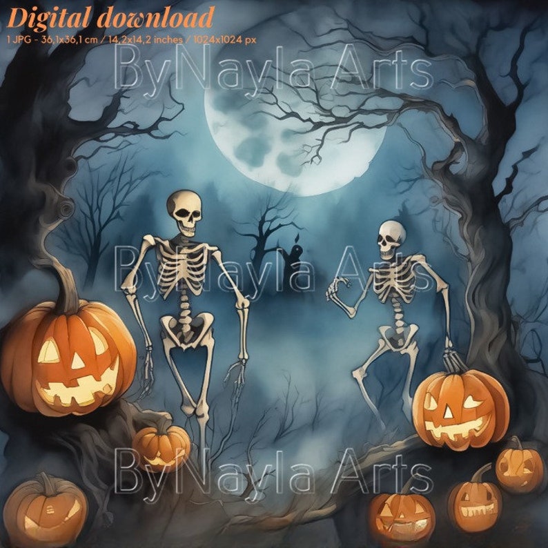 6 Digital Downloads Spooky Wall Art Waterpainted Halloween - Etsy